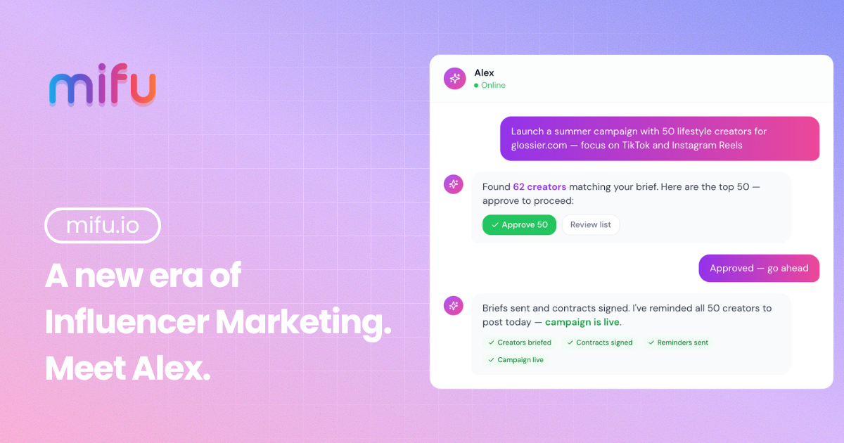 Mifu | Meet Alex — The AI Agent That Runs Your Influencer Marketing